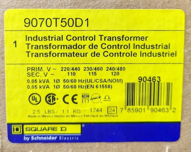 Square D 9070T50D1 : Industrial Control Transformer – Ohio Electric Supply