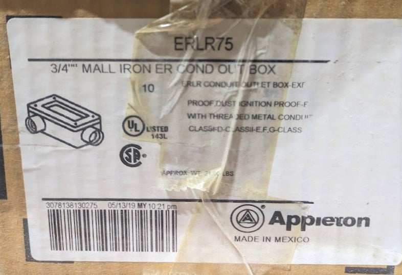 Appleton ERLR75 : 3/4'' LR Conduit Body, Explosion-Proof – Ohio ...