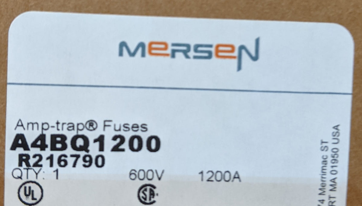 Mersen A4BQ1200 : 1200A Fuse, 600V, Class L – Ohio Electric Supply