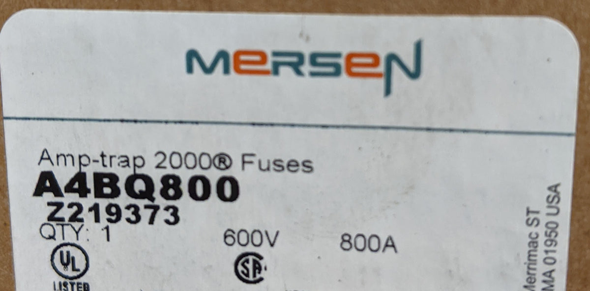 Mersen A4BQ800 : 800A Fuse, 600V, Class L – Ohio Electric Supply