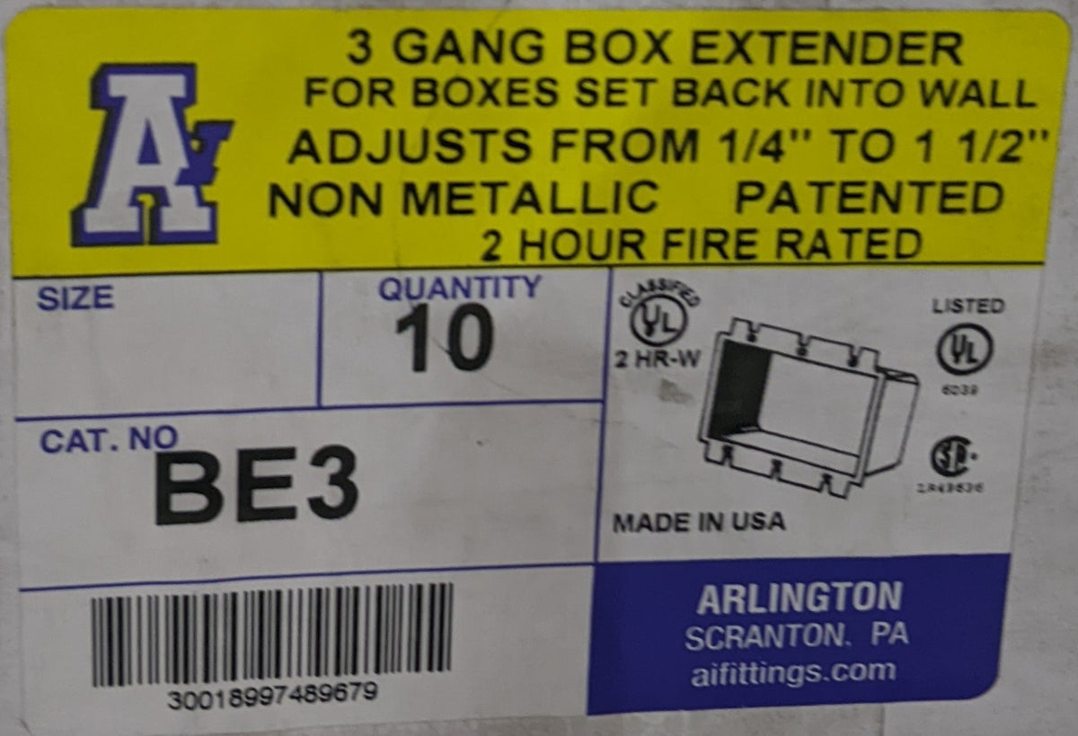 Arlington BE3: 3 Gang Box Extender (Set of 10) – Ohio Electric Supply