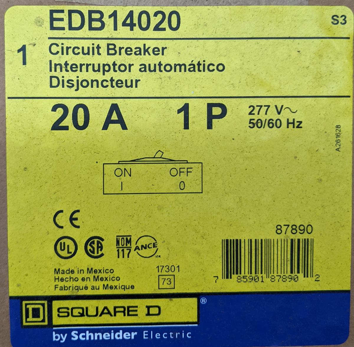 Square D EDB14020 : 20A EDB 1 Pole Circuit Breaker – Ohio Electric Supply