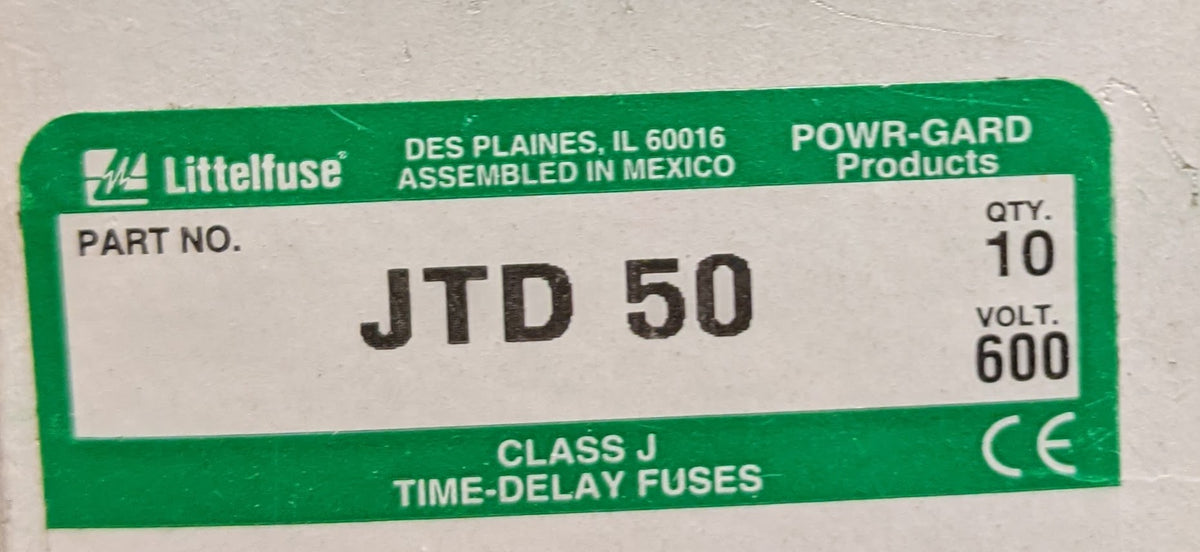 Littelfuse JTD50 : 50A Fuse, 600V, Class J – Ohio Electric Supply