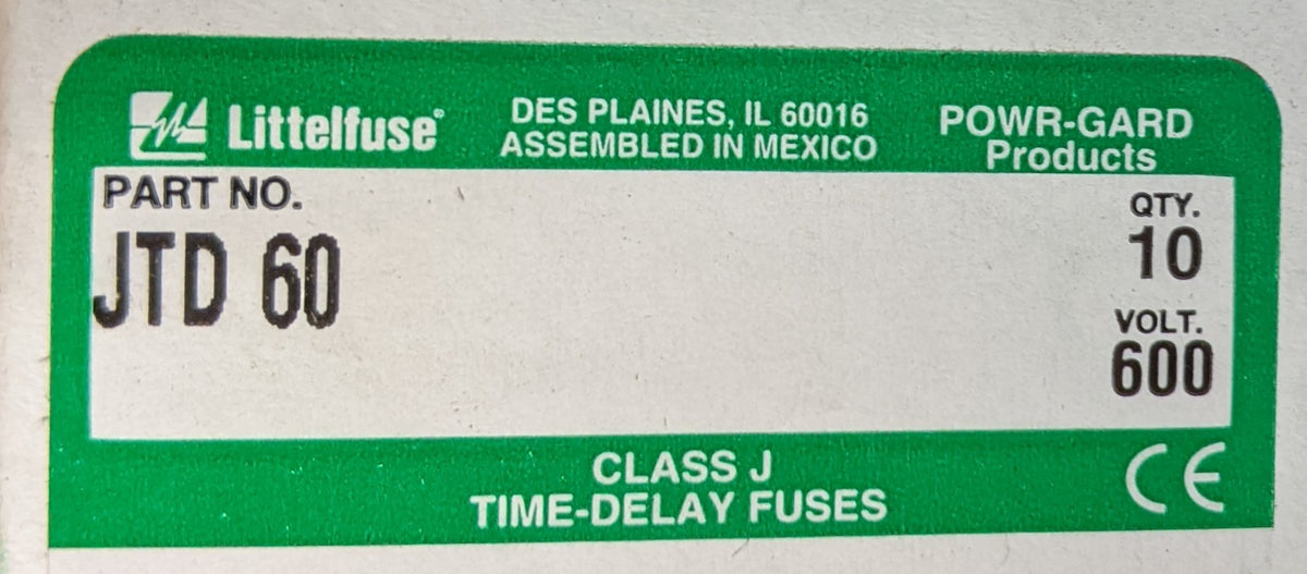 Littelfuse JTD60 : 60A Fuse, 600V, Class J – Ohio Electric Supply