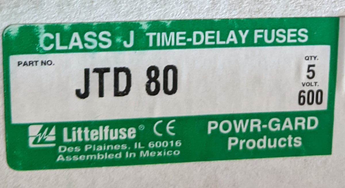 Littelfuse JTD80 : 80A Fuse, 600V, Class J – Ohio Electric Supply