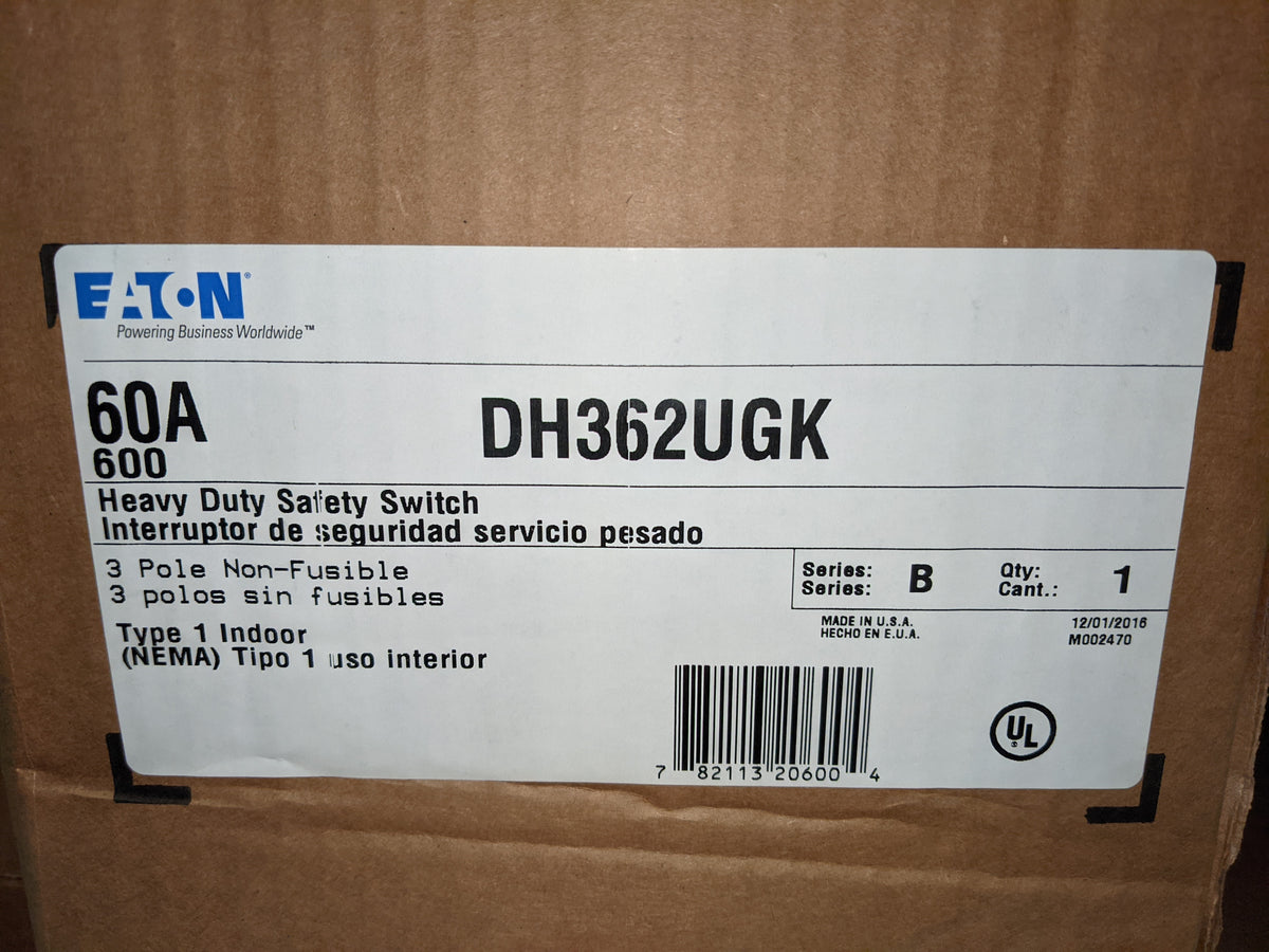 Eaton DH362UGK : 60A 3 Pole Non-Fusible N1 Heavy Duty Safety Switch ...