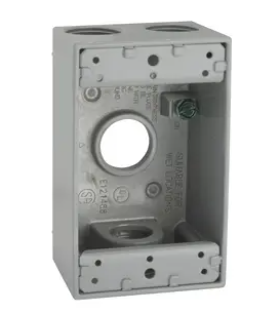 Hubbell 5330-0 : 1 Gang Outlet Box, 4 Outlets 3/4'', Weather-Proof ...